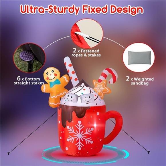 Holiday | 6 Ft Christmas Inflatable Hot Cocoa Mug Decor With Builtin ...